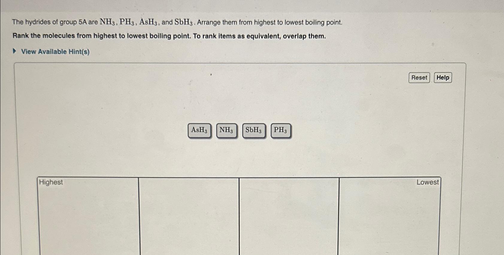 Solved The hydrides of group 5A are NH_(3),PH_(3),AsH_(3), | Chegg.com