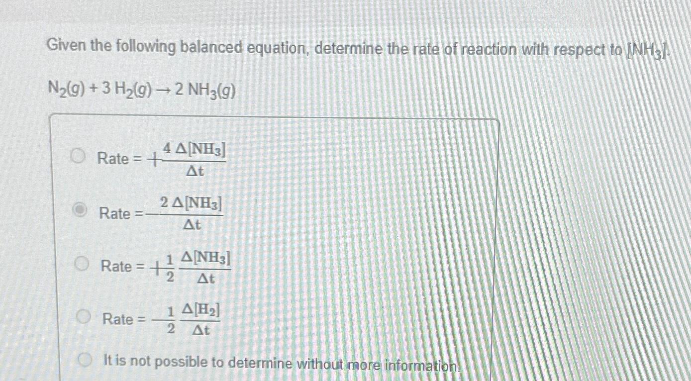 Solved Given the following balanced equation, determine the | Chegg.com