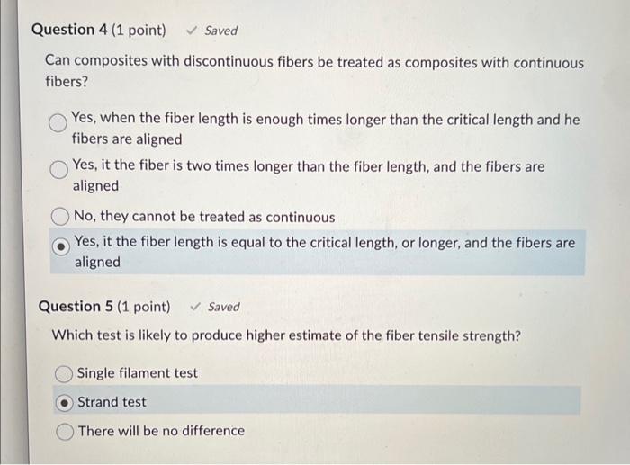 Solved Can composites with discontinuous fibers be treated | Chegg.com
