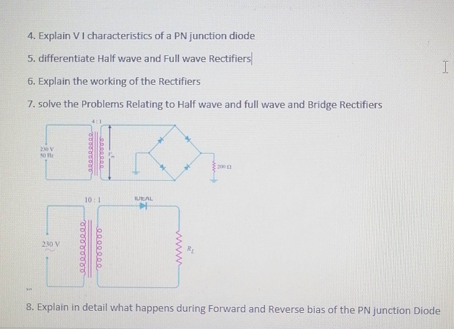 Solved 4. Explain V I characteristics of a PN junction diode | Chegg.com