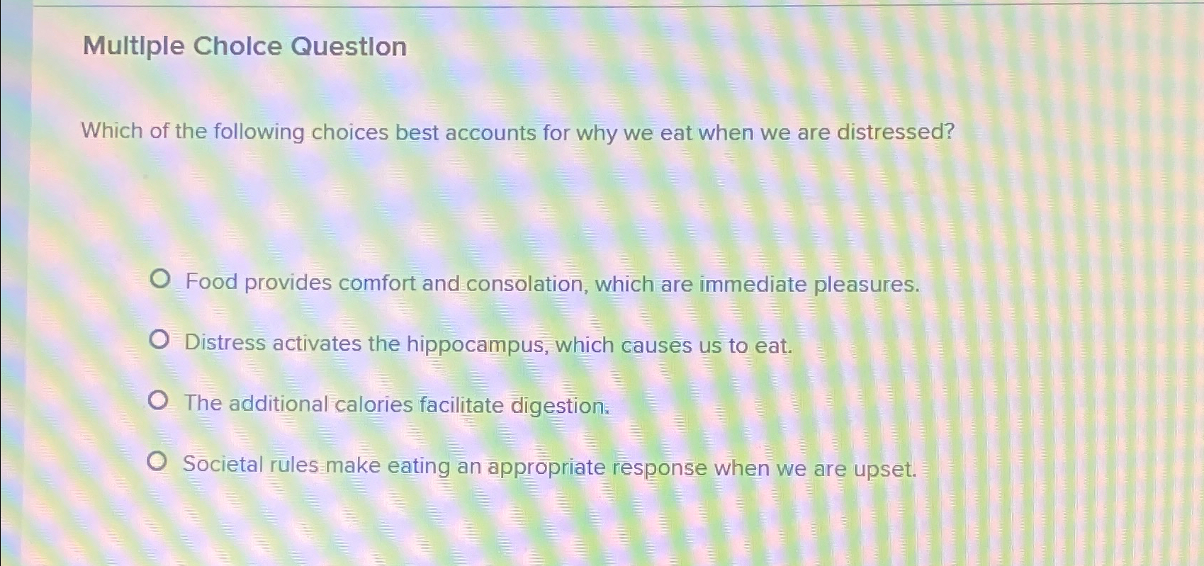 Solved Multiple Cholce QuestlonWhich of the following | Chegg.com