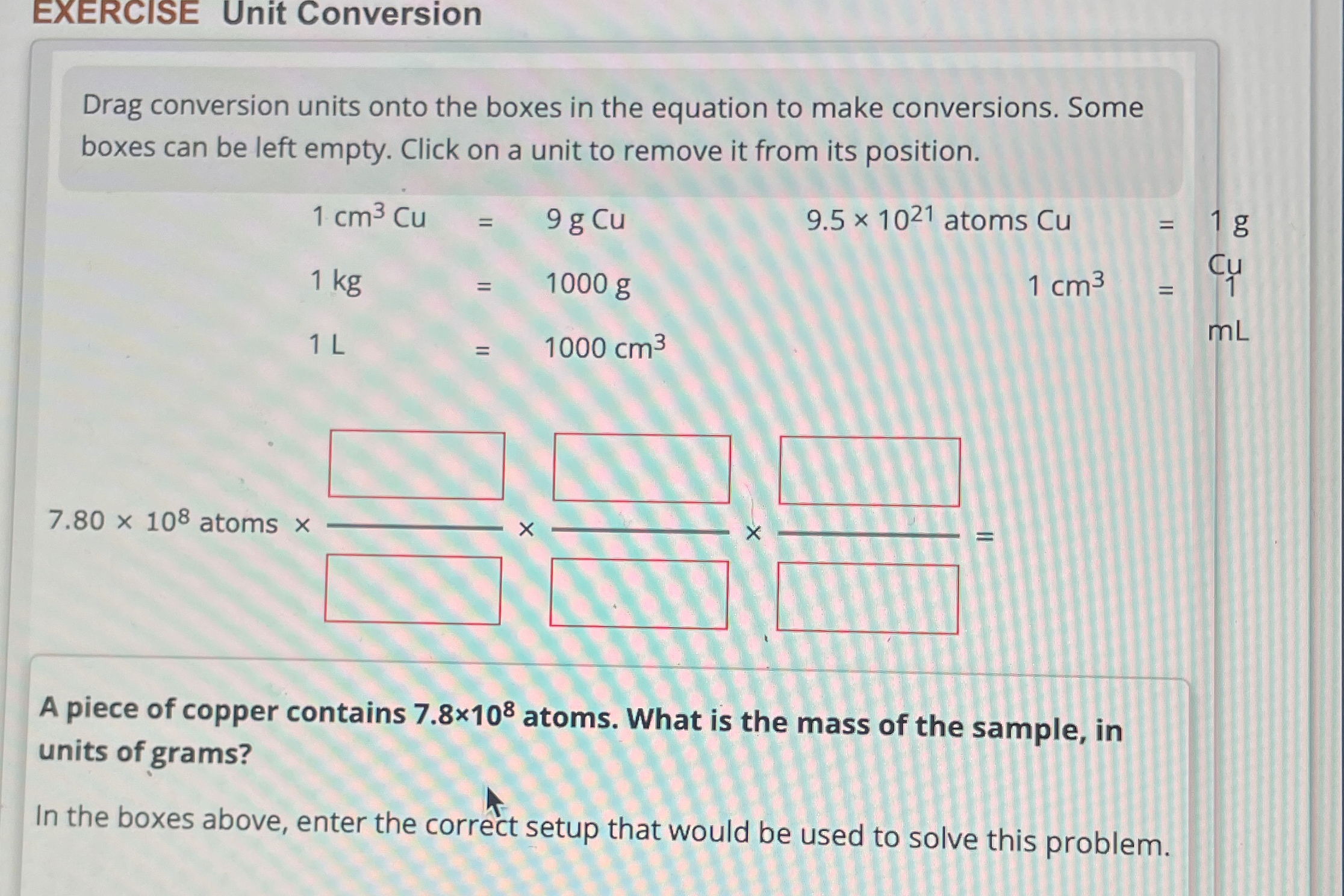 Solved EXERCISE Unit ConversionDrag conversion units onto | Chegg.com