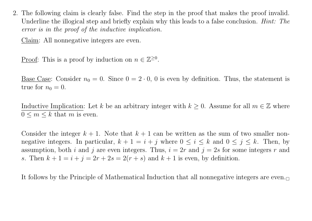 Solved The following claim is clearly false. Find the step | Chegg.com