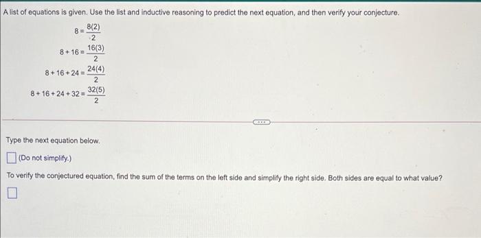 Solved A list of equations is given. Use the list and | Chegg.com