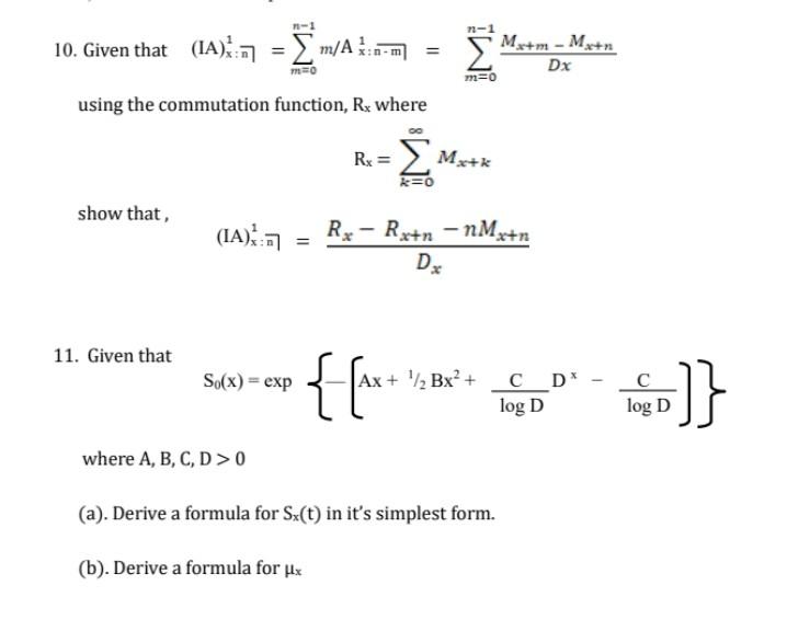 R1 10. Given that (1a): a ŽMA -Σ/Α Σ Mx+m - Mx+n Dx | Chegg.com