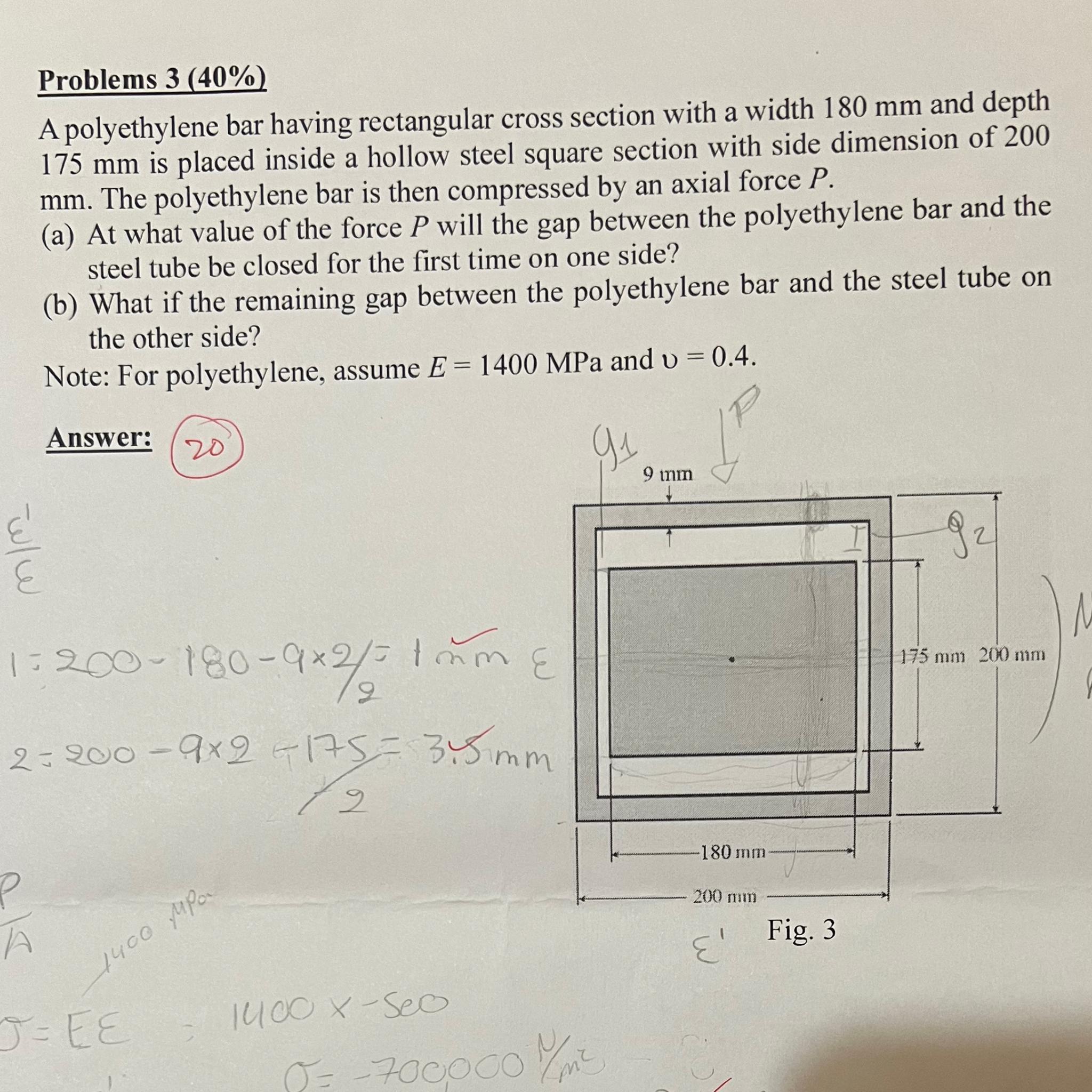 Solved Problems 3(40%)A polyethylene bar having rectangular | Chegg.com