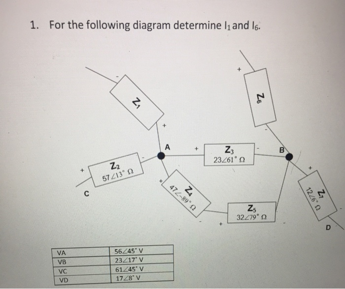 Solved 1. For the following diagram determine 11 and 16. Z6 | Chegg.com