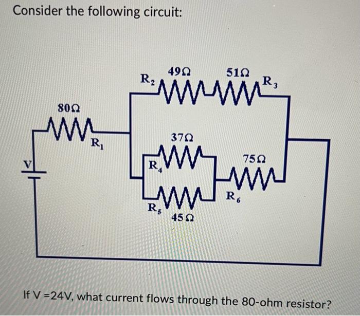 Solved Consider the following circuit: If V=24 V, what | Chegg.com
