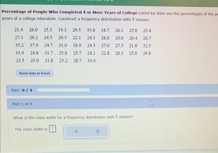 Solved What is the class width for a frequency distribution | Chegg.com