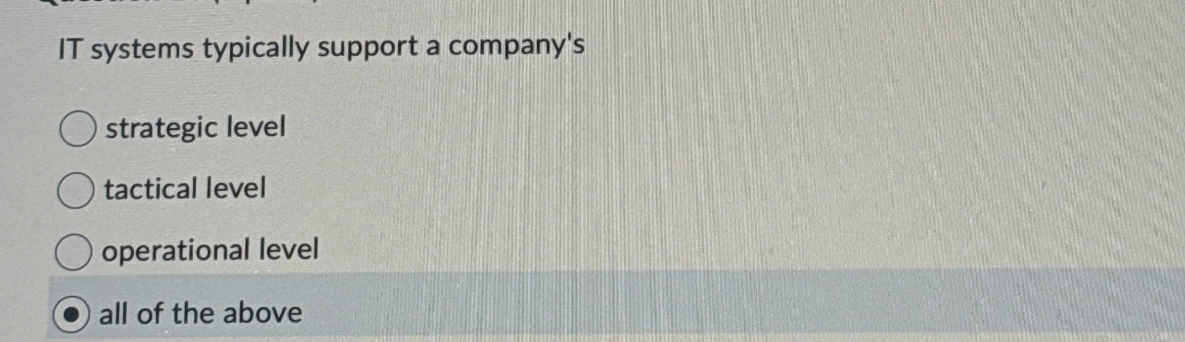 Solved IT systems typically support a company'sstrategic | Chegg.com