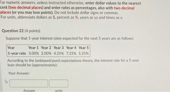Solved For numeric answers, unless instructed otherwise, | Chegg.com