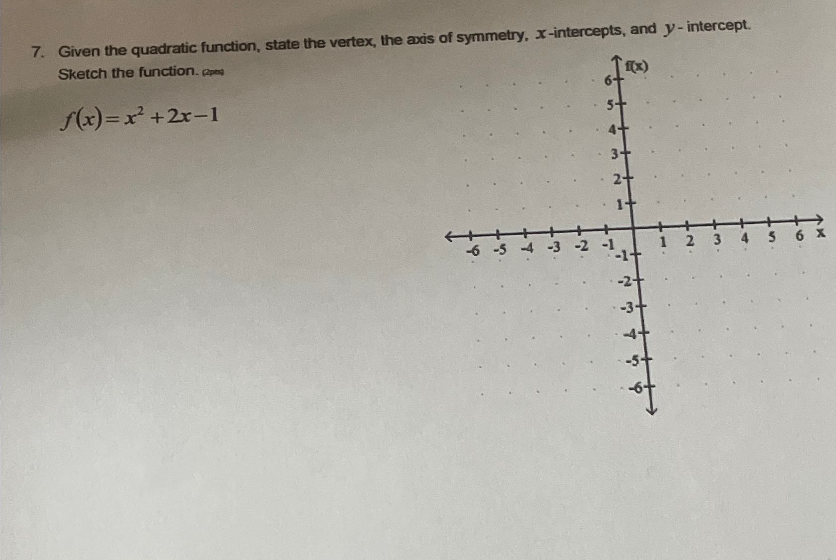 Solved Given the quadratic function, state the vertex, the | Chegg.com