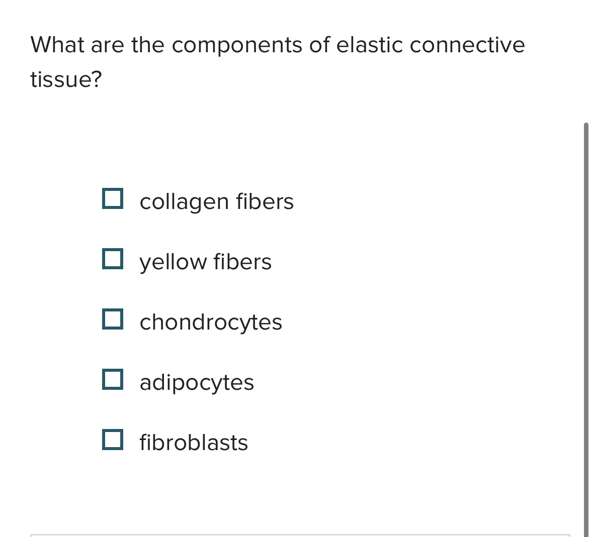 Solved What are the components of elastic connective | Chegg.com