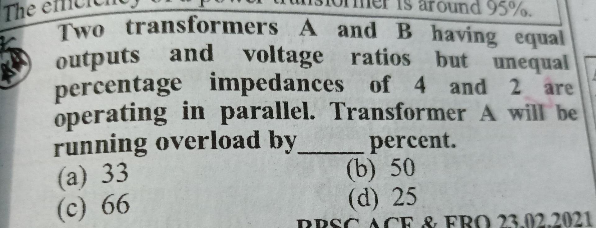 Solved Two transformers A and B having equal outputs and | Chegg.com