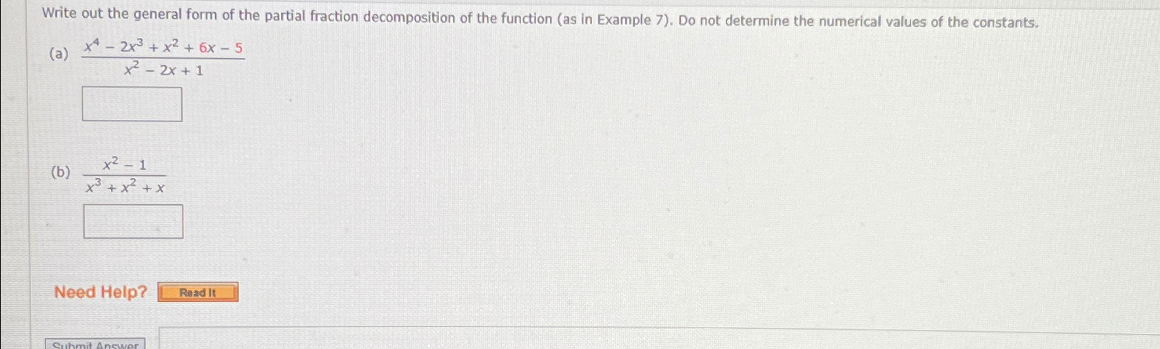 Solved Write out the general form of the partial fraction | Chegg.com