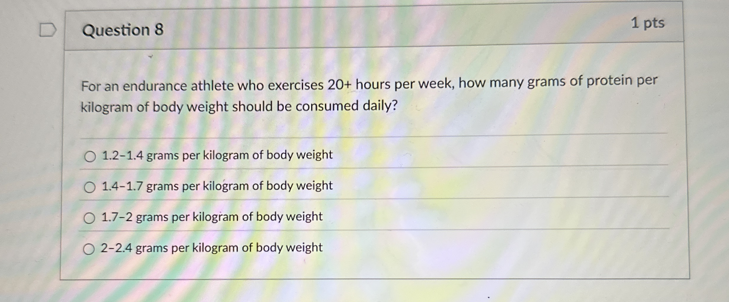 Solved Question 81 ﻿ptsFor an endurance athlete who | Chegg.com