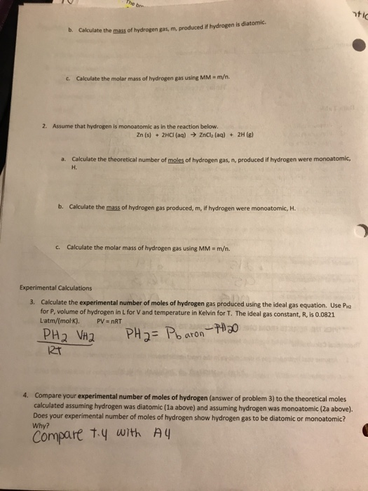 Solved Lab Partner's name Lab 17 Molar Mass of a Gas | Chegg.com