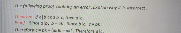 Solved The following proof contains an error. Explain why it | Chegg.com