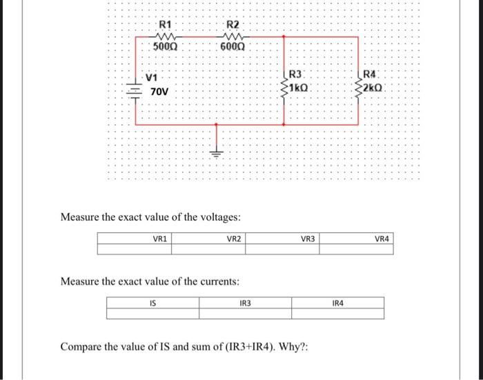 Solved HOP w 5000 V1 R1 70V VR1 R2 www 6000 Measure the | Chegg.com