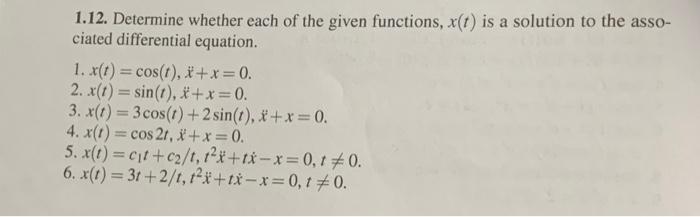 Solved 1.12. Determine whether each of the given functions, | Chegg.com
