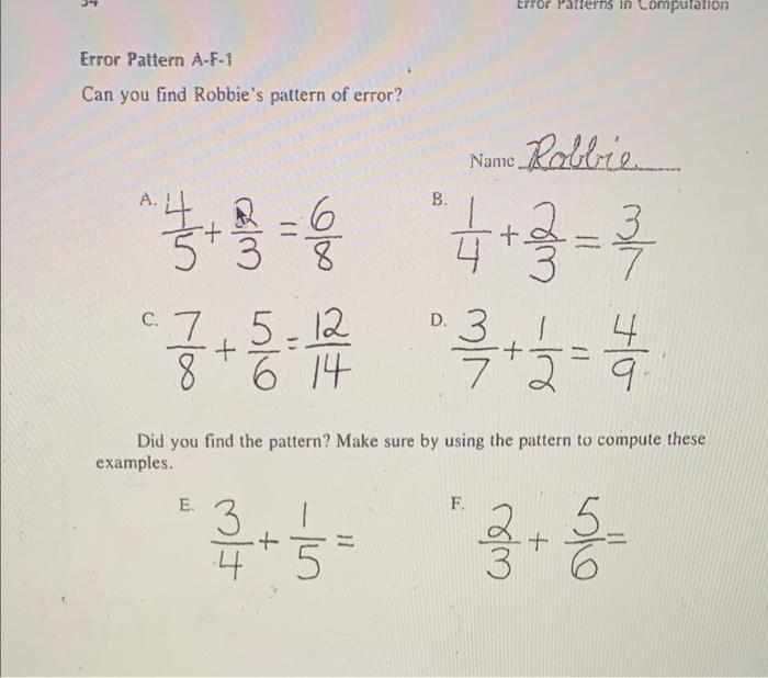 Identifying Error Patterns in Computation 51 Error | Chegg.com