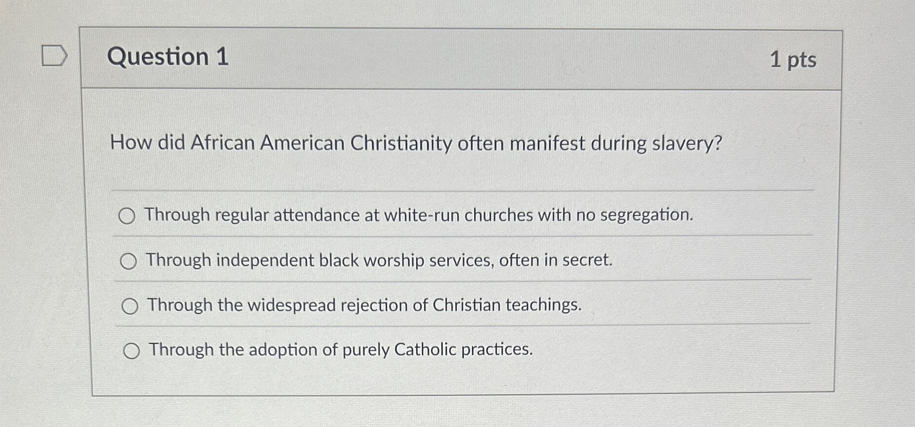 Solved Question 1How did African American Christianity often | Chegg.com