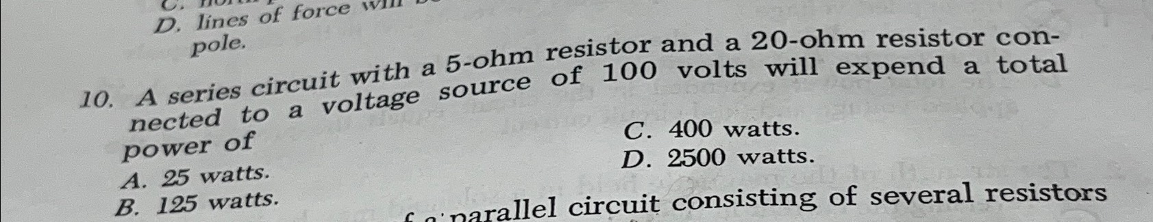 Solved 10 ﻿a Series Circuit With A 5 Ohm Resistor And A