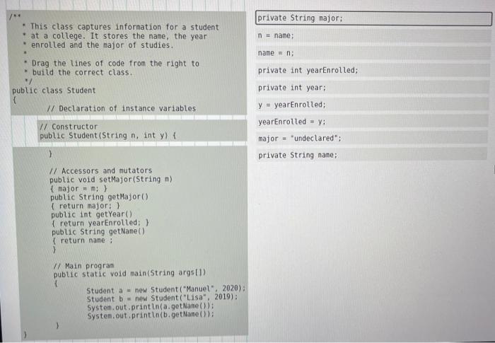 Solved - This class captures information for a student - at | Chegg.com