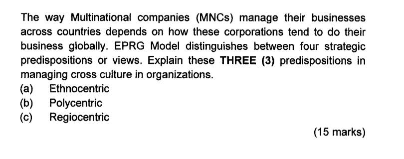 The way Multinational companies (MNCs) manage their | Chegg.com