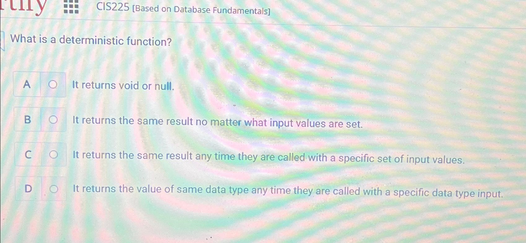 Solved CIS225 [Based on Database Fundamentals]What is a | Chegg.com