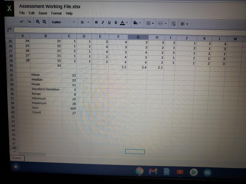 Solved X Assessment Working File.xlsx File Edit Insert | Chegg.com