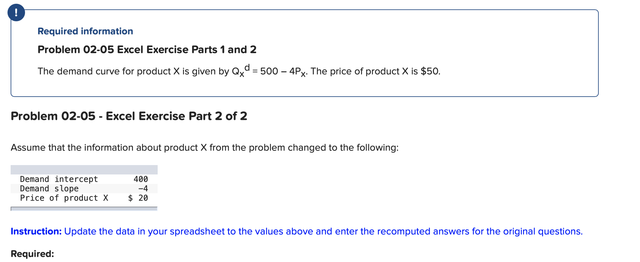 Required informationProblem 02-05 ﻿Excel Exercise | Chegg.com