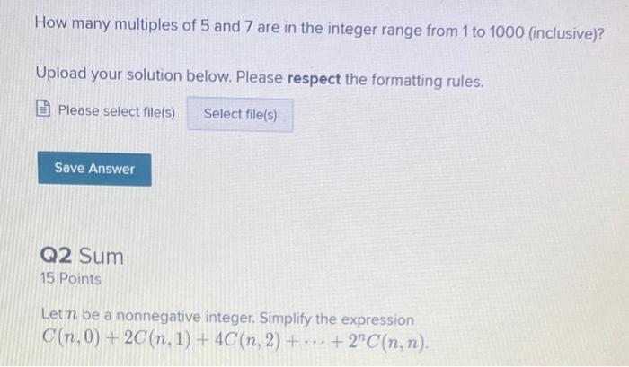 Solved How many multiples of 5 and 7 are in the integer | Chegg.com