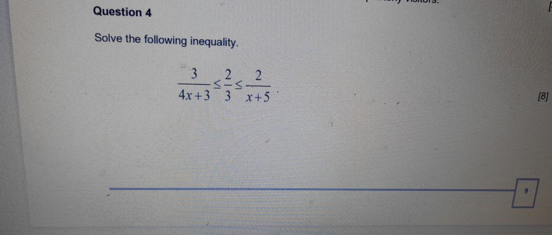 Solved Solve the following inequality. 4x+33≤32≤x+52 | Chegg.com