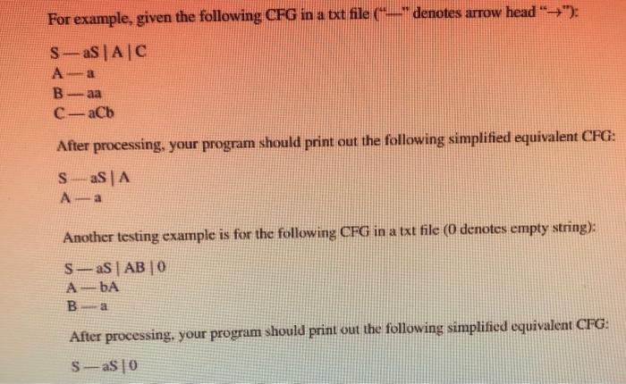 Problem: In Java, read a context free grammar from | Chegg.com
