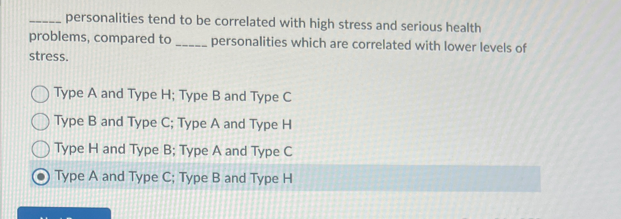 Solved personalities tend to be correlated with high stress | Chegg.com