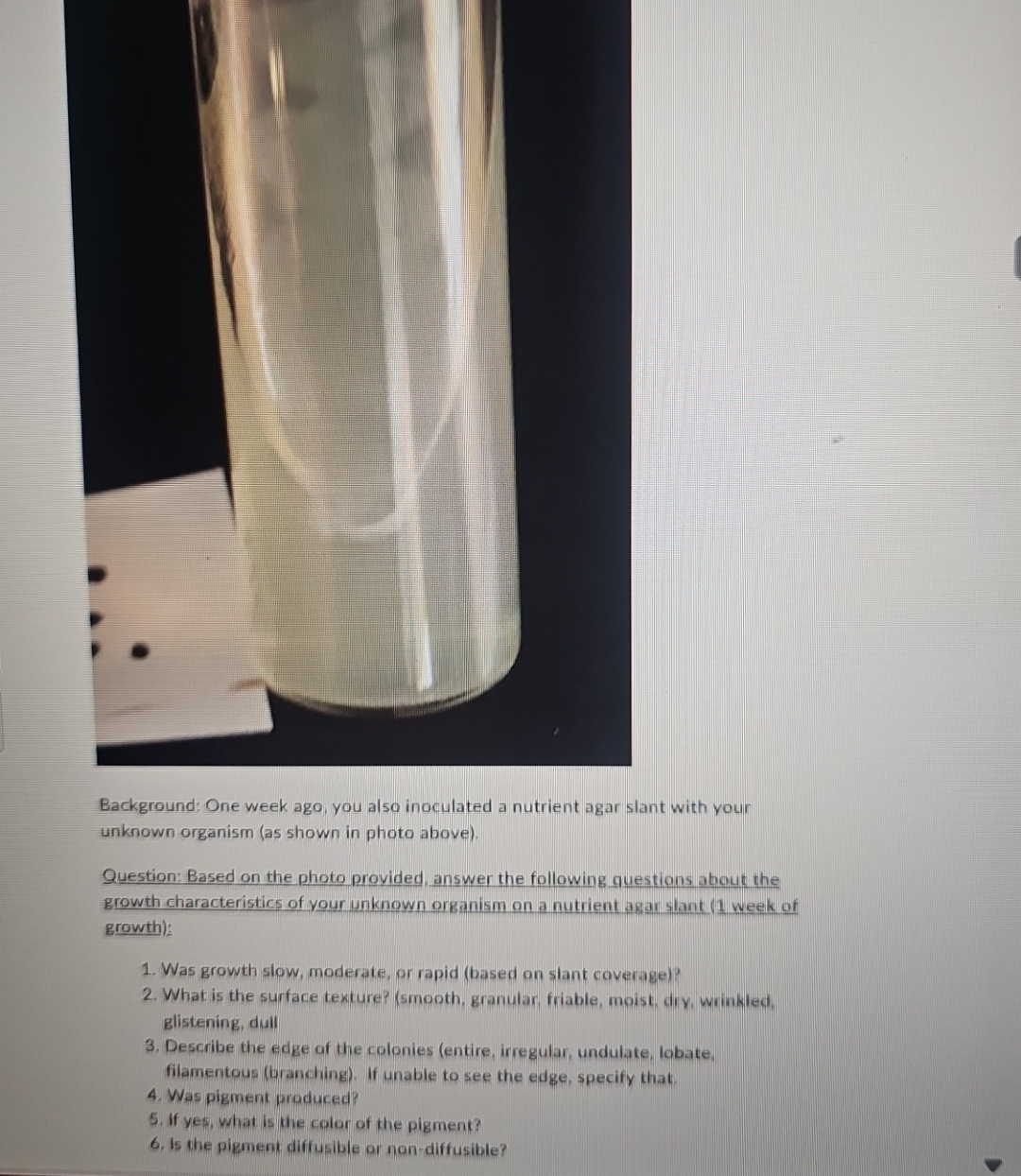 Solved Background: One week ago, you also inoculated a | Chegg.com