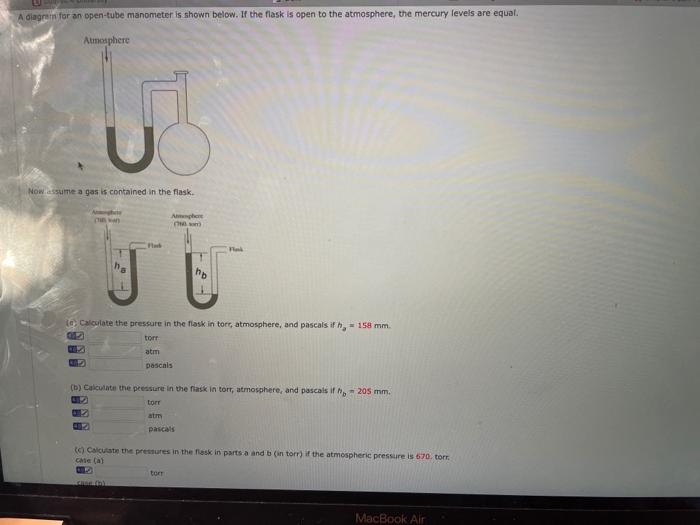 A diagram for an open-tube manometer is shown below. | Chegg.com