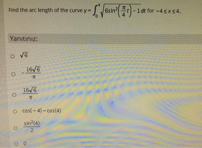 Solved Find the arc length of the curve y = و 6sin? (1/1) 1 | Chegg.com