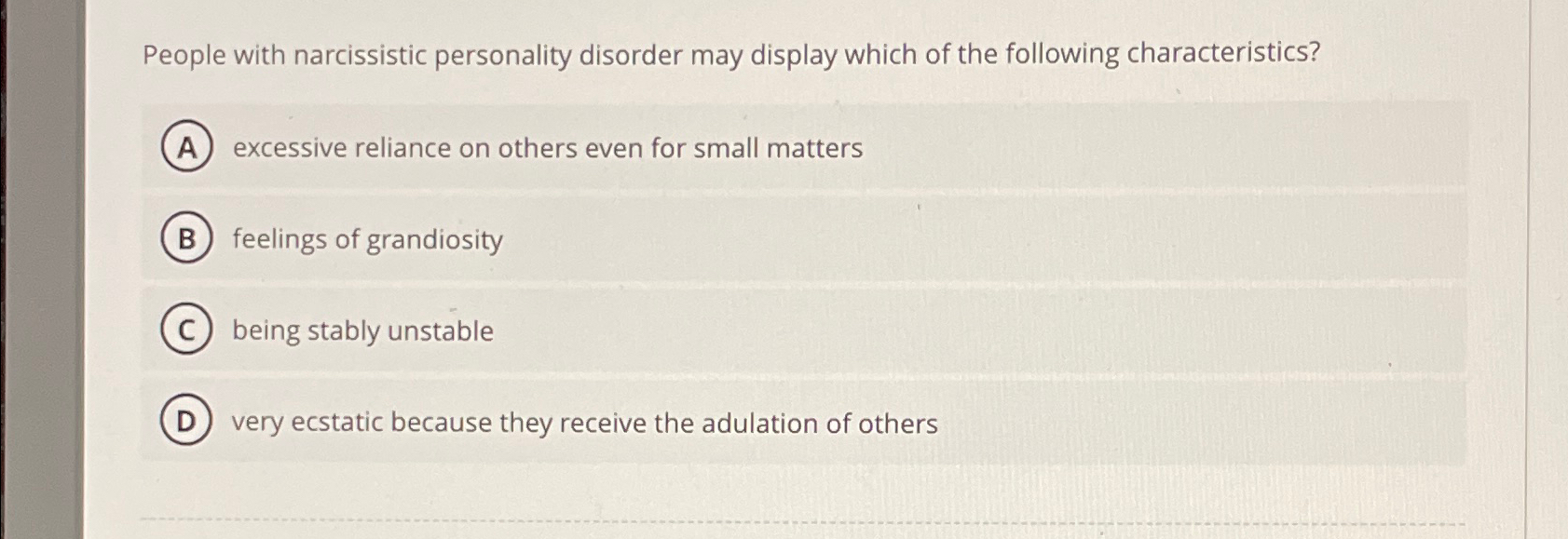 Solved People with narcissistic personality disorder may | Chegg.com