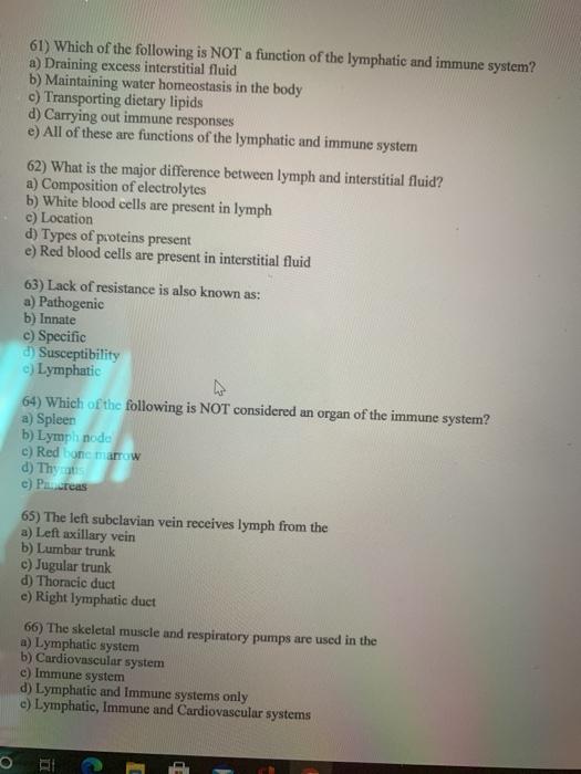 Solved 61) Which of the following is NOT a function of the | Chegg.com