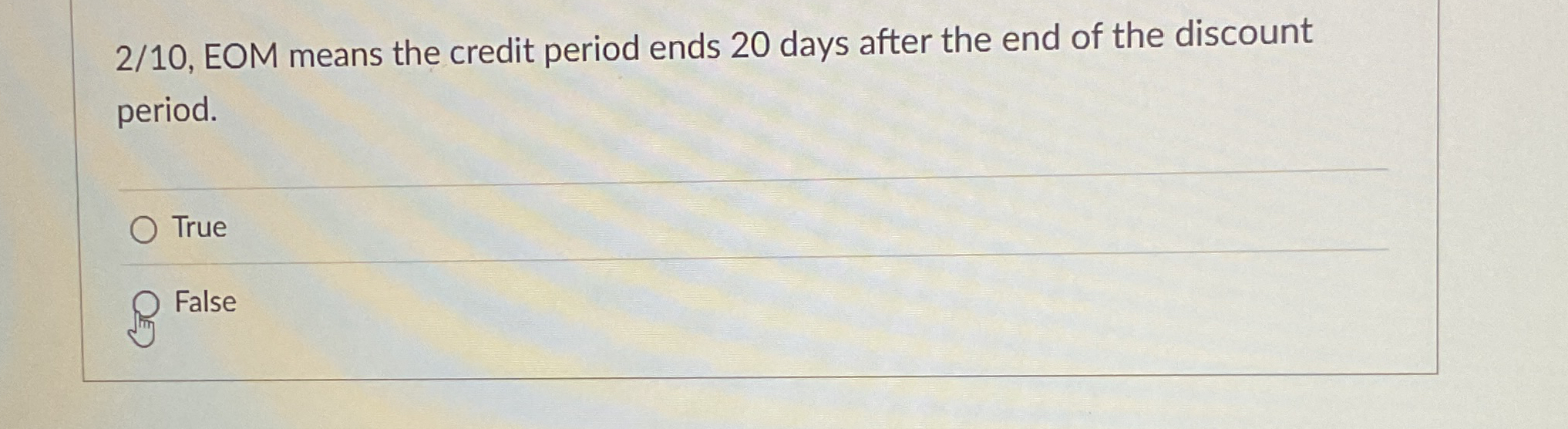 Solved 210, ﻿EOM means the credit period ends 20 ﻿days after | Chegg.com