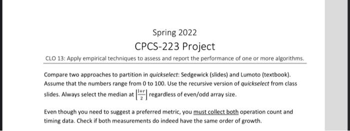 Solved Spring 2022 CPCS-223 Project CLO 13: Apply empirical | Chegg.com