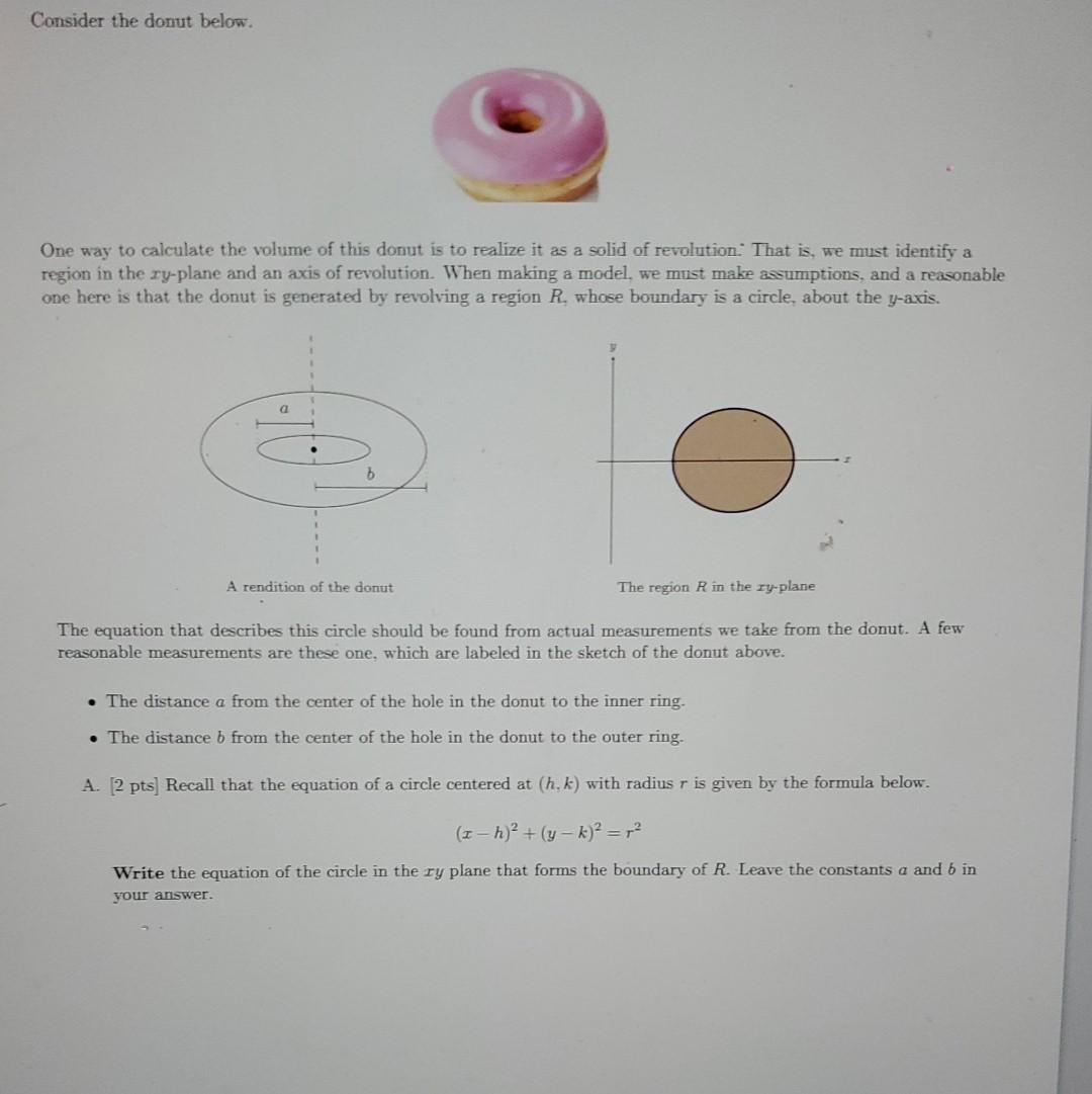 Solved Consider the donut below. One way to calculate the | Chegg.com