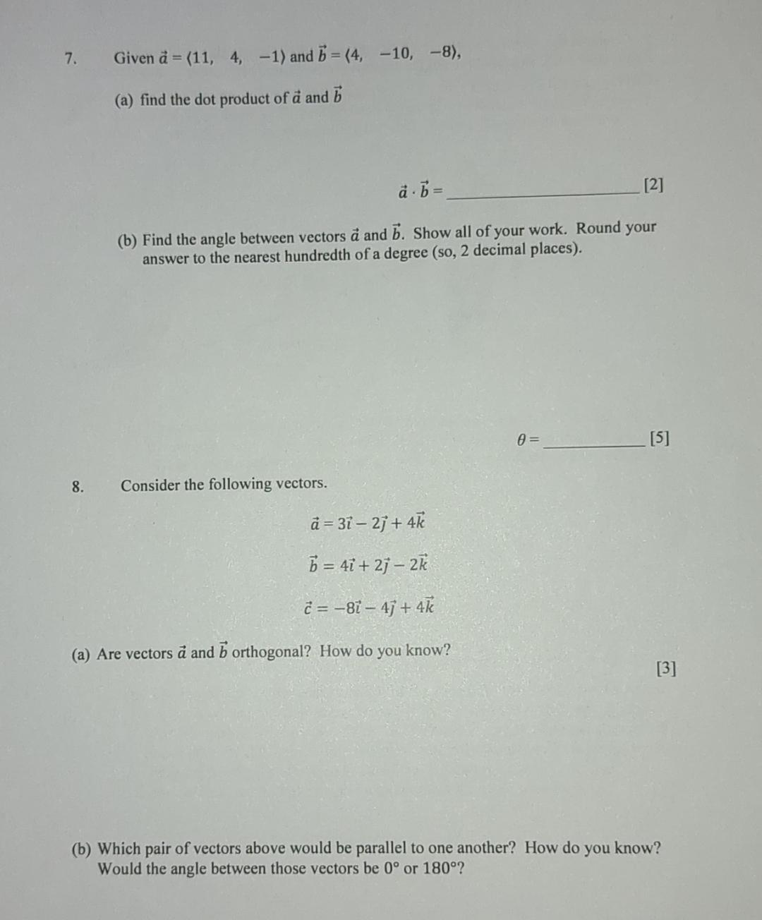 Solved Given vec(a)=(:11,4,-1:) ﻿and vec(b)=(:4,-10,-8:),(a) | Chegg.com