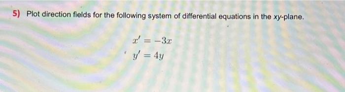 Solved Plot direction fields for the following system of | Chegg.com