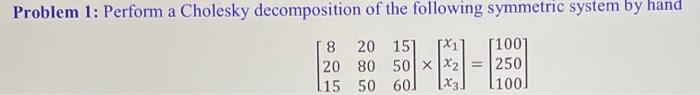 Solved Problem 1: Perform a Cholesky decomposition of the | Chegg.com