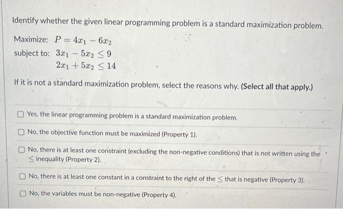 Solved Identify Whether The Given Linear Programming Problem 4329