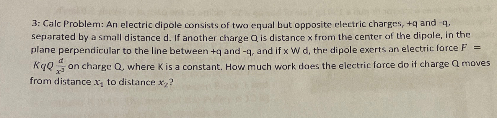 Solved 3: Calc Problem: An electric dipole consists of two | Chegg.com