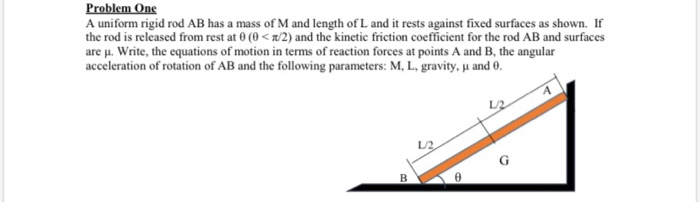 Solved Problem One A uniform rigid rod AB has a mass of M | Chegg.com